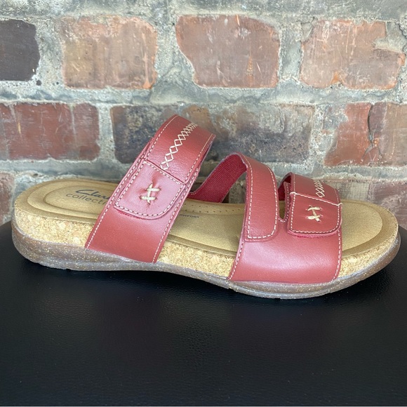 Clarks | Shoes | Clarks Roseville Bay Sandals Red Leather Womens Size ...